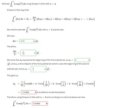 Solved Use Simpson S Rule To Approximate The Given Integral Chegg