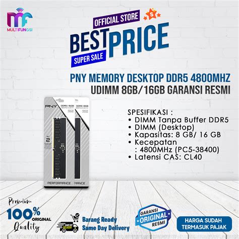 Jual Pny Memory Desktop Ddr5 4800mhz Udimm 8gb 16gb Garansi Resmi Shopee Indonesia