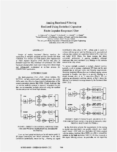 Pdf Analog Baseband Filtering Realized Using Switched Capacitor Finite Impulse Response Filter