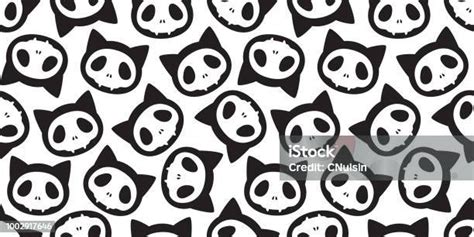 고양이 원활한 할로윈 벡터 해골 패턴 해골 뼈 유령 스카프 절연 반복 벽지 타일 배경 갈고리 발톱에 대한 스톡 벡터 아트 및 기타 이미지 갈고리 발톱 검은색 고양이