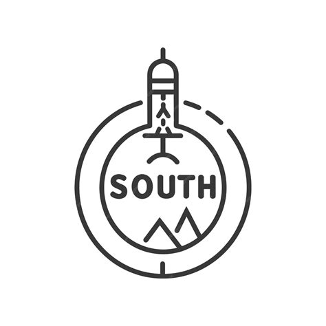 A Line Drawing Of A Compass With A South Arrow Pointing Towards