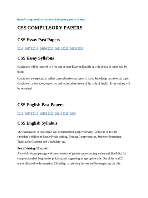 Css Syllabus Pdf Pakistan Mathematics