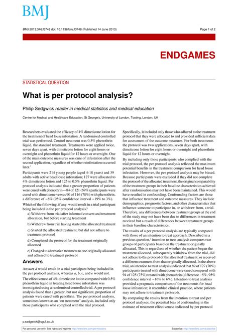 Pdf What Is Per Protocol Analysis