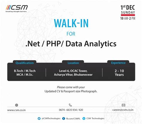 Csm Technologies On Linkedin Walk In At Csm Technologies For Net Php Data Analytics