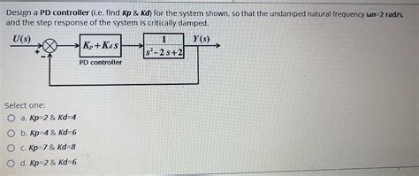 solved design a pd controller i e find kp and kd for the