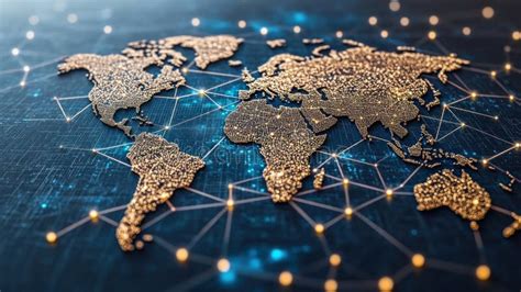 Global Network With Interconnected Lines Representing Communication And Data Flow Stock