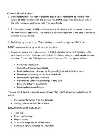 Dbms Notes DOCX Databases Computer Software And Applications