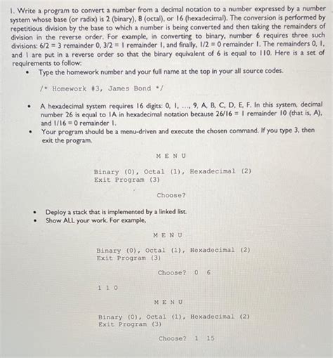 1 Write A Program To Convert A Number From A Decimal Chegg Com