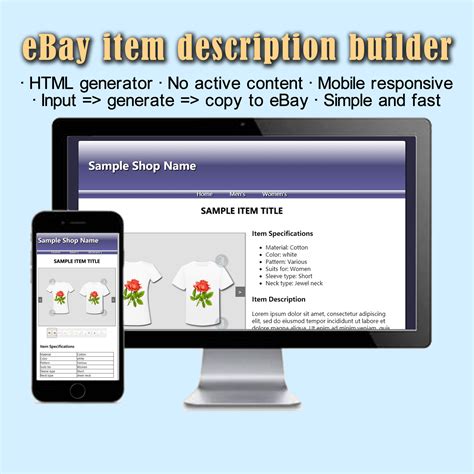 Ebay Template Builder Tool Listing Item Detail Page Description Html Generator Mobile