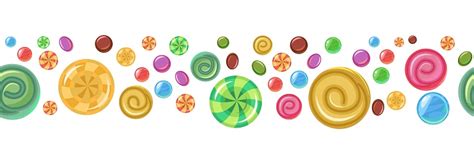 과자와 흩어져 있습니다 원활한 다양한 디저트가 산재해 있습니다 사탕 캐러멜 테두리가 원활합니다 평면 배경 그림입니다 벡터 개념에 대한 스톡 벡터 아트 및 기타 이미지