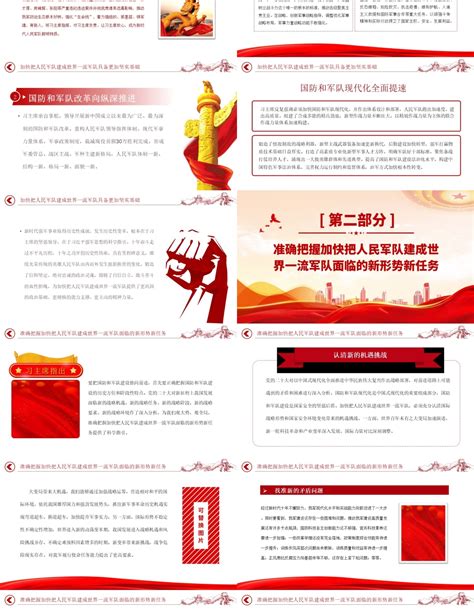 2023全面把握加快把人民军队建成世界一流军队的战略部署ppt大气精美风党员干部学习教育专题党课课件 红色ppt网