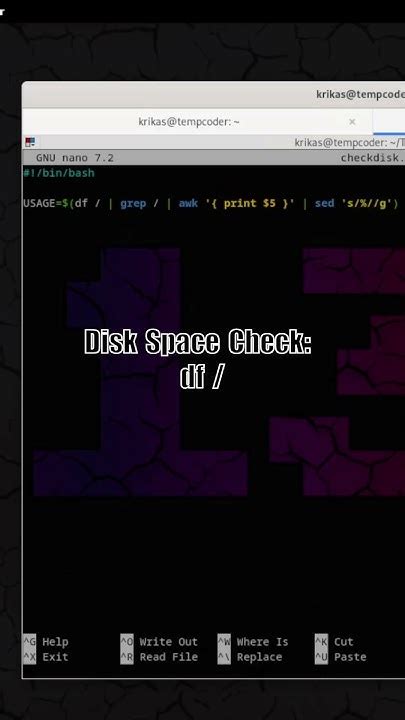 Basic Bash Scripting Check Disk Space Usage Begginers Bash