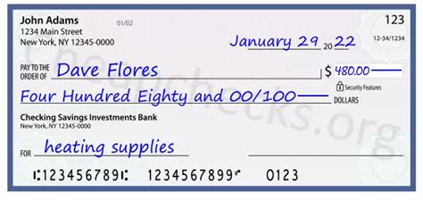 How To Write A Check For 480 Dollars Cheap Checks