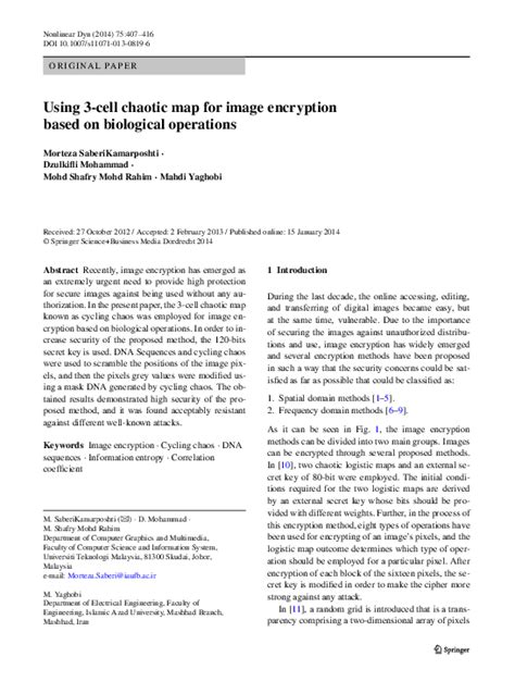 pdf using 3 cell chaotic map for image encryption based on biological