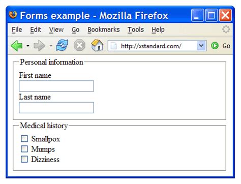 XHTML Reference Fieldset