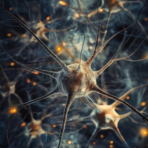 Neural Connections In The Human Brain With Glowing Synapses And Intricate Networks Stock Image