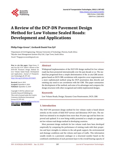 Pdf A Review Of The Dcp Dn Pavement Design Method For Low Volume