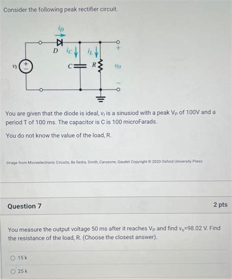 Solved Consider The Following Peak Rectifier Circuit You