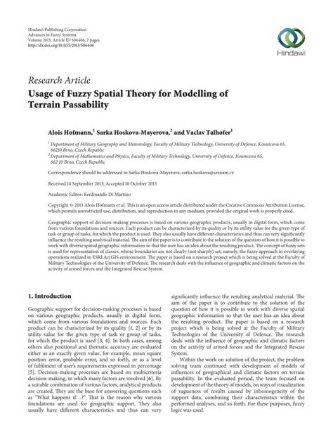 Pdf Research Article Usage Of Fuzzy Spatial Theory For Downloads