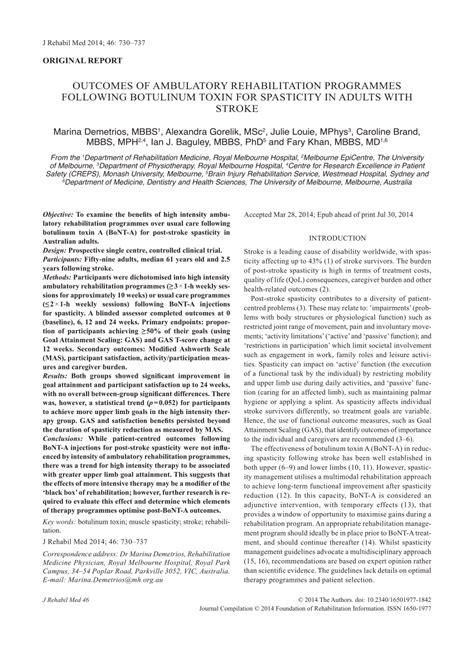 Pdf Outcomes Of Ambulatory Rehabilitation Programmes Following