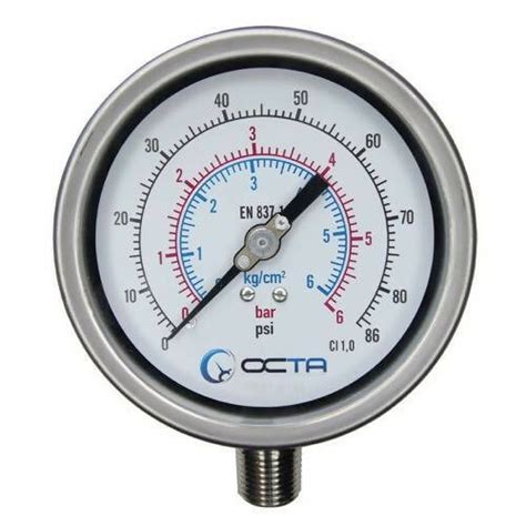 Octa เกจวัดแรงดัน Pressure Gauge หน้าปัดขนาด 4″ เกลียวสแตนเลสออกล่าง 1 Inztru By เด็กช่างวัด