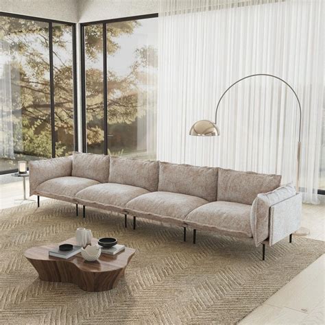 Magic Home Modern 147 In 4 Seater Tapered Arm Velvet Convertible