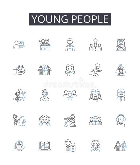 Young People Line Icons Collection Order Pattern System Sequence Hierarchy Categorization