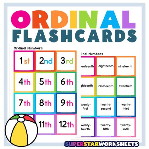 Ordinal Number Flashcards Superstar Worksheets