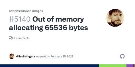 Out Of Memory Allocating 65536 Bytes · Issue 5140 · Actionsrunner