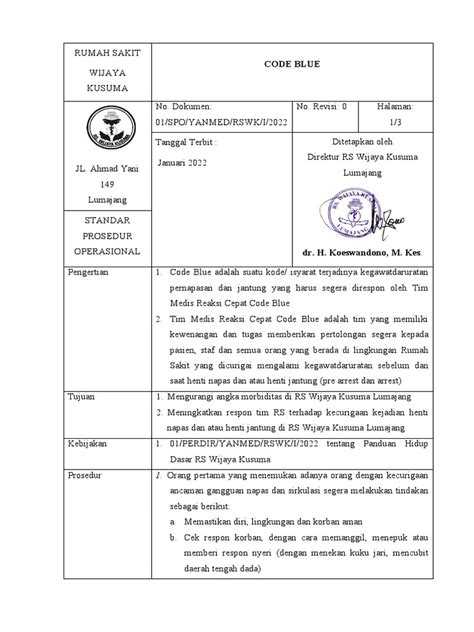 Spo Code Blue Baru Pdf