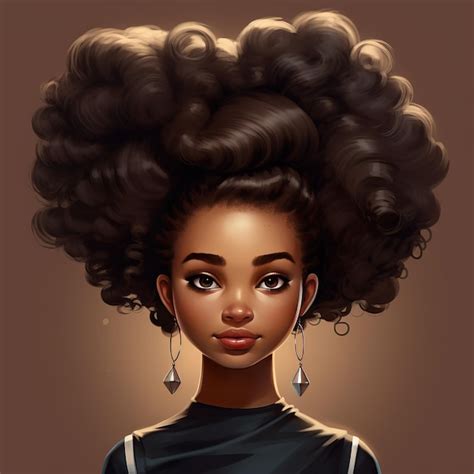 Premium Photo Cartoon Beautiful Cute Black Girl With Ruffled Hair In