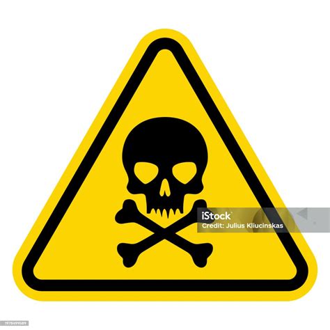 Yellow Triangular Danger Poison Sign With Skull And Cross Bones
