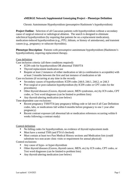Emerge Supplementary Project Hypothyroidism Definition 09 12 21b Pdf Hypothyroidism Thyroid