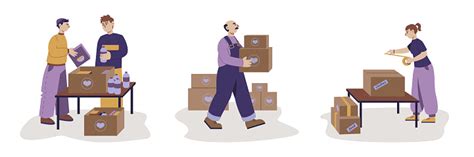 빈곤층에 있는 사람들에게 원조를 보내는 자원 봉사자 컬러 세트 2d 벡터 그래픽 Charitable Foundation에 대한 스톡 벡터 아트 및 기타 이미지