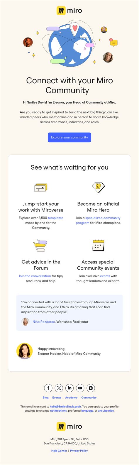 Hey Smiles Davis Youre Invited To The Miro Community 👋 From Miro Desktop Email View Really