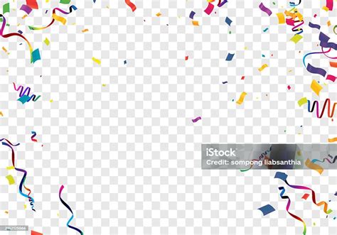 축하 배경입니다 투명한 배경에 화려한 색종이 조각과 깃발 3차원 형태에 대한 스톡 벡터 아트 및 기타 이미지 3차원 형태 공휴일 금색 Istock