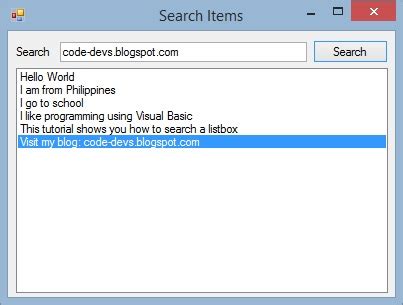 Searching Words In A ListBox In VB Net Code4dev