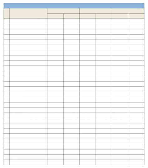 Printable Blank 6 Column Chart Template All Free Printables