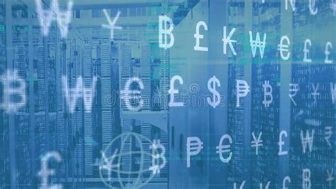 Animation Of Interface With Multiple Currency Symbols Against Computer