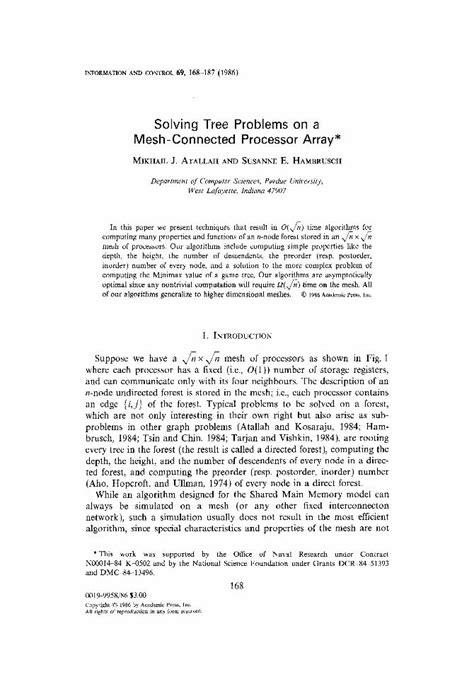Pdf Solving Tree Problems On A Mesh Connected Processor Array