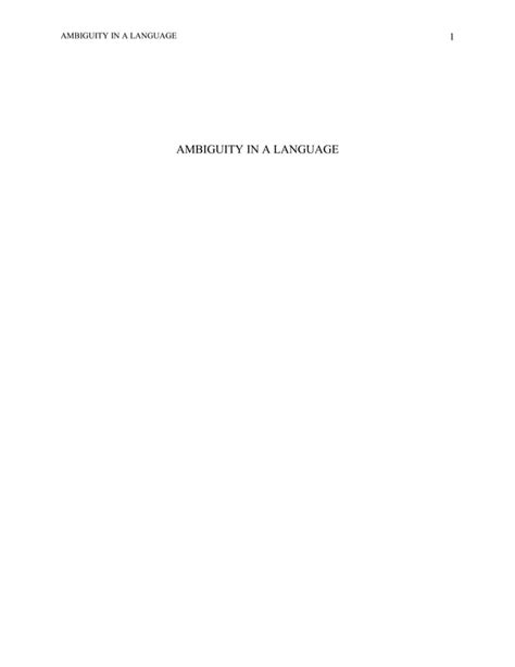 Ambiguity In A Language Doc