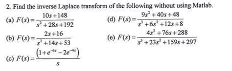 Solved Find The Inverse Laplace Transform Of The Following Chegg