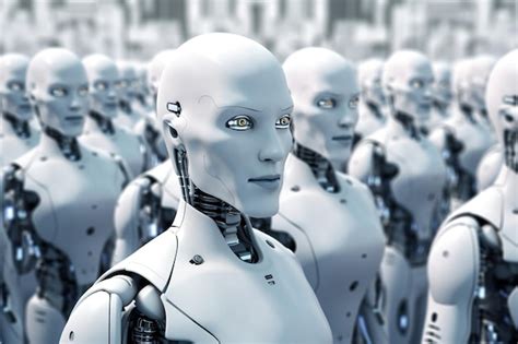 Premium Ai Image A Gathering Of White Robots Demonstrating