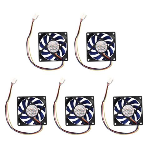 5x 12v Dc 32 70mm 4 Pin Computer Case Cfm Pwm Cpu Pc Fan Blue And Black Th