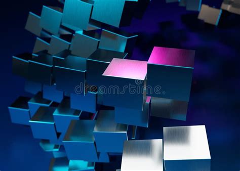 3d Rendering Of A Stack Of Cubes With Different Materials Abstract Background Stock