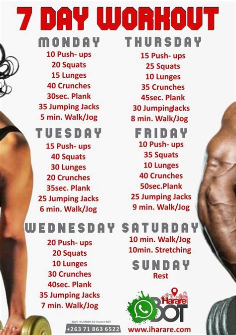 7 Days Workout Plan 7 Day Workout 7 Day Workout Plan Daily Workout