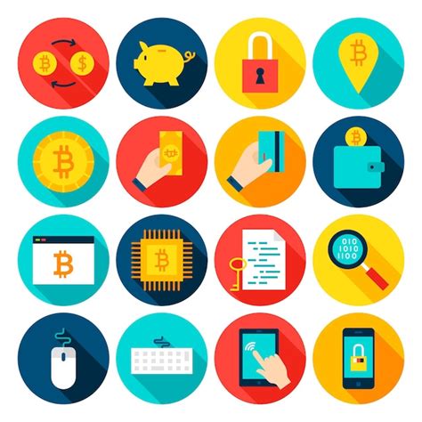 Premium Vector Bitcoin Cryptocurrency Flat Icons Vector Illustration