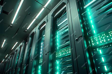 Premium Photo Server Room Data Center With Rows Of Server Racks For