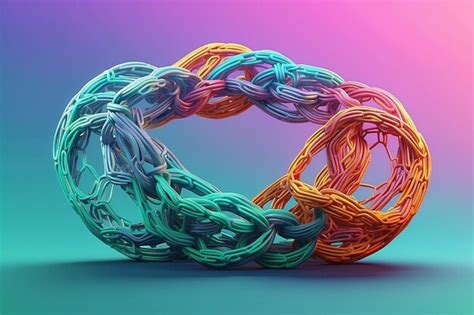 Blockchain Link Sign 3d Chain Link Grid Dois Torus Block Chain Cripto