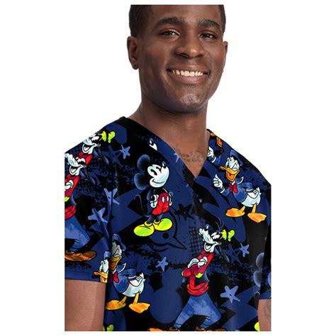 Tf788 Tooniforms Mens Print 2 Pocket V Neck Top By Cherokee Uniforms